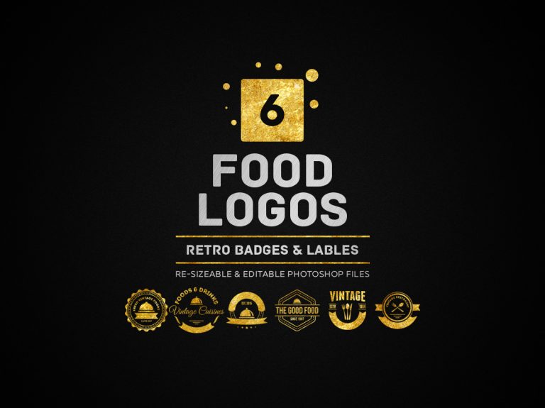 6 Food Logos, Retro Badges, Labels - Graphic Pick